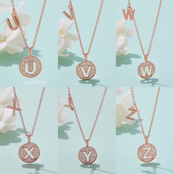 Jewelry | Uz Letter Pendent 18k Rose Gold 925 Sterling Silver Moissanite Diamond Necklace | Poshmark